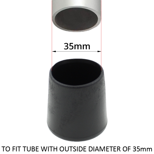 35mm Black Plastic Ferrules For Ends Of Tables & Chairs Legs